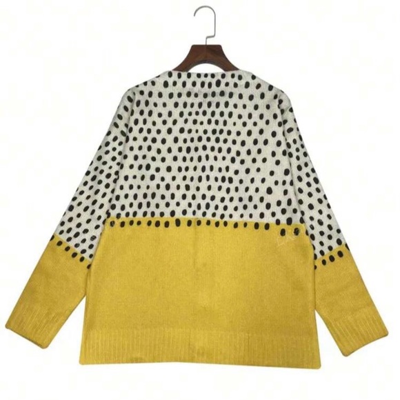 Sweaters | Polka Dot Yellow Cardigan Sweater | Poshmark